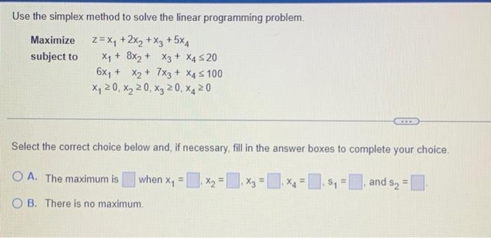 Solved Use The Simplex Method To Solve The Linear 1889