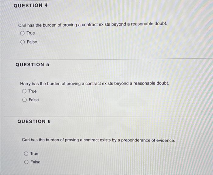 Solved Carl has the burden of proving a contract exists | Chegg.com