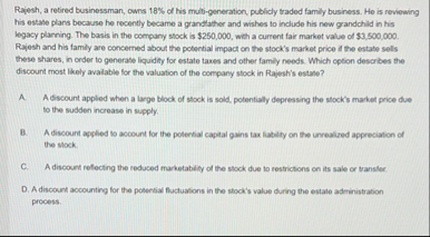 Solved Rajesh, a retired businessman, owns 18% ﻿of this | Chegg.com