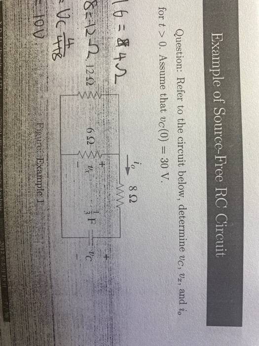Solved Example of Source-Free RC Circuit Question: Refer to | Chegg.com