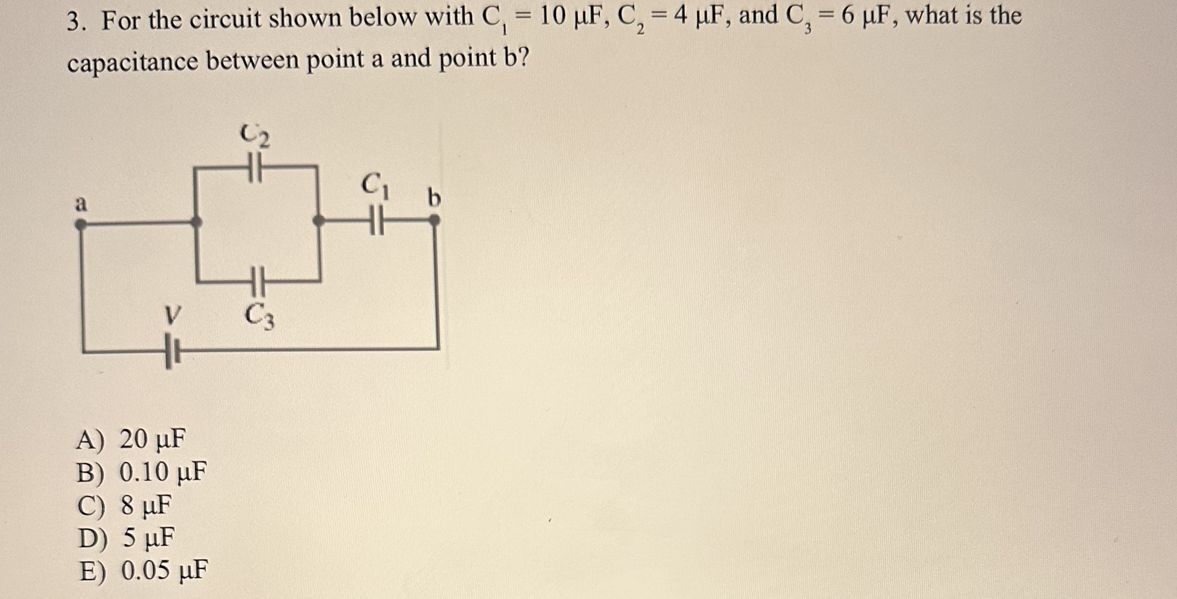 Solved For the circuit shown below with C1=10μF,C2=4μF, ﻿and | Chegg.com