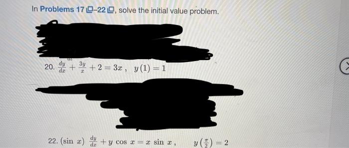 Solved In Problems 17 므-22 ㄸ,, solve the initial value | Chegg.com