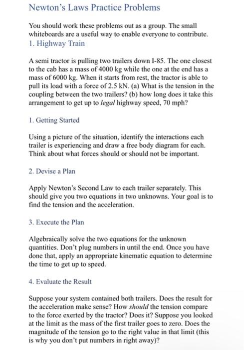 Solved Newton's Laws Practice Problems You should work these | Chegg.com