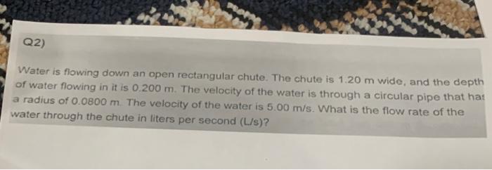 Solved Water is flowing down an open rectangular chute. The | Chegg.com
