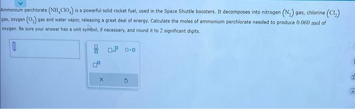 Solved Ammonium perchlorate (NH4ClO4 ) is a powerful solid | Chegg.com