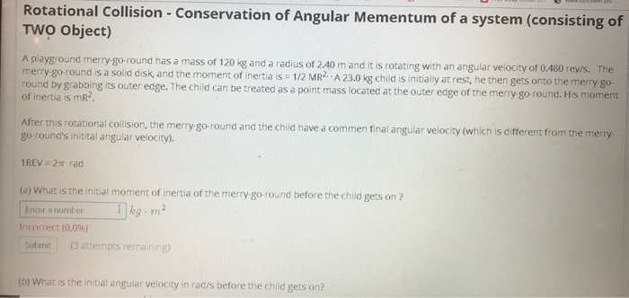 Solved Rotational Collision -Conservation of Angular | Chegg.com