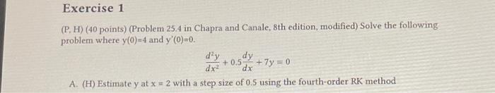 Solved (P, H) (40 points) (Problem 25.4 in Chapra and | Chegg.com