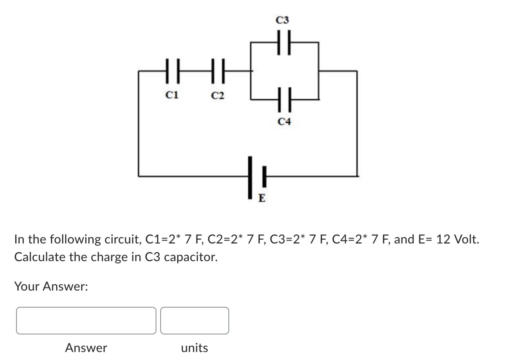 Solved In the following circuit, C1=2* 3 ﻿F, ﻿C2=2* 3 ﻿F, | Chegg.com