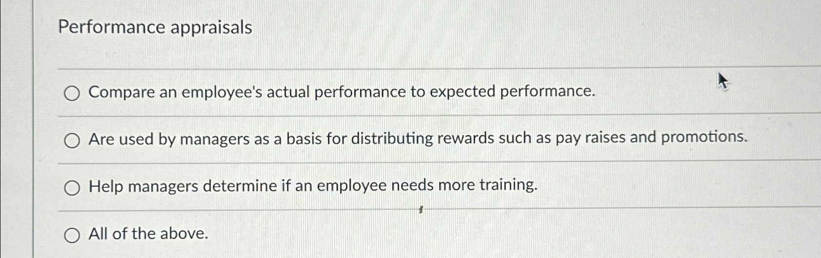 Solved Performance appraisalsCompare an employee's actual | Chegg.com