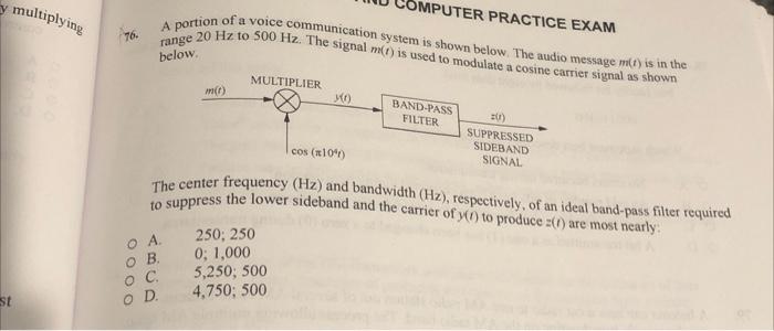 A portion of a voice communication system range 20 Hz | Chegg.com