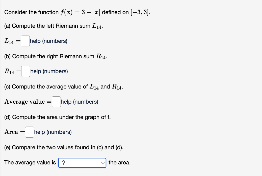 Solved Consider the function f(x)=3-|x| ﻿defined on -3,3.(a) | Chegg.com