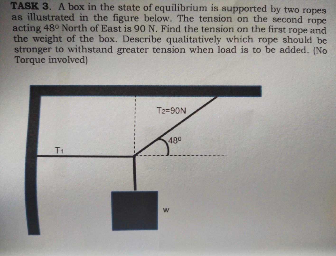 Solved TASK 3. A box in the state of equilibrium is | Chegg.com