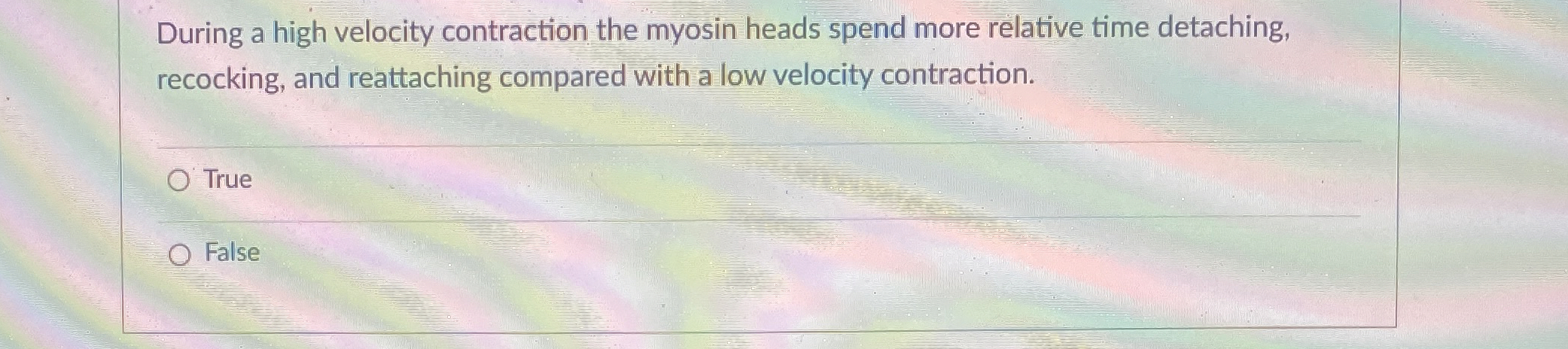 Solved During a high velocity contraction the myosin heads | Chegg.com