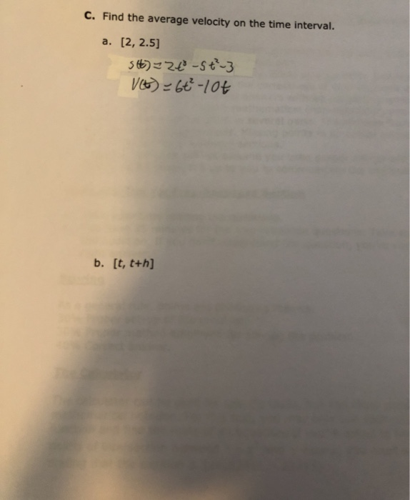 Solved C. Find the average velocity on the time interval. a. | Chegg.com