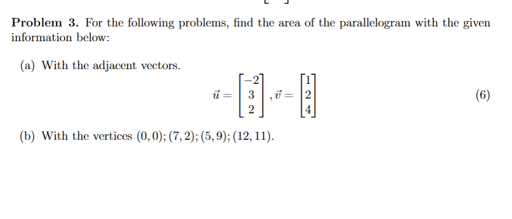 Solved Problem 3. ﻿For the following problems, find the area | Chegg.com