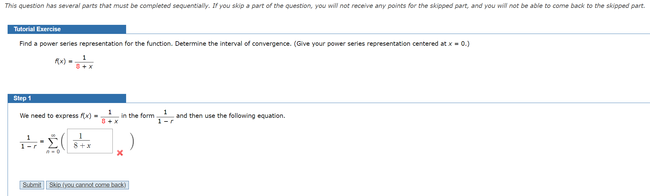 Solved Tutorial ExerciseFind a power series representation | Chegg.com
