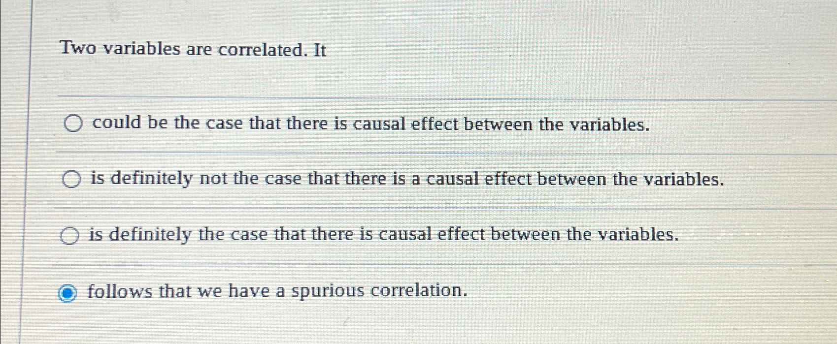Solved Two variables are correlated. Itcould be the case | Chegg.com