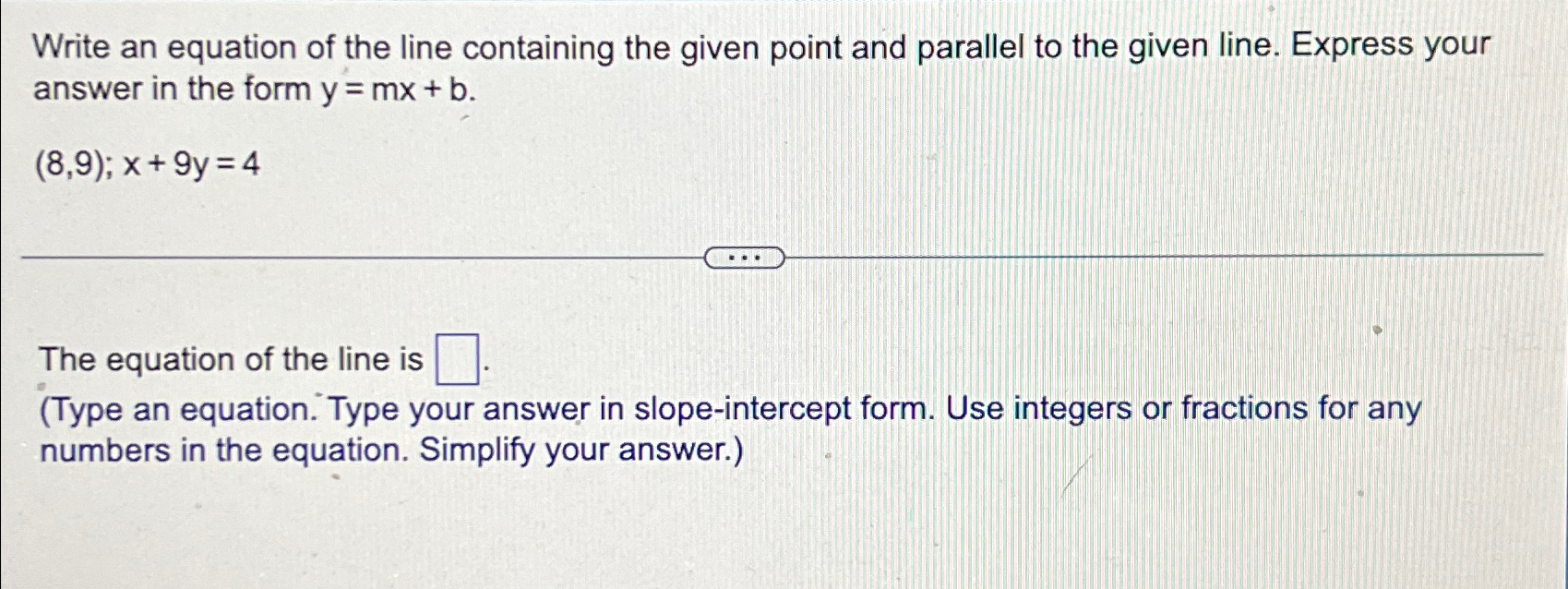 Solved Write an equation of the line containing the given | Chegg.com