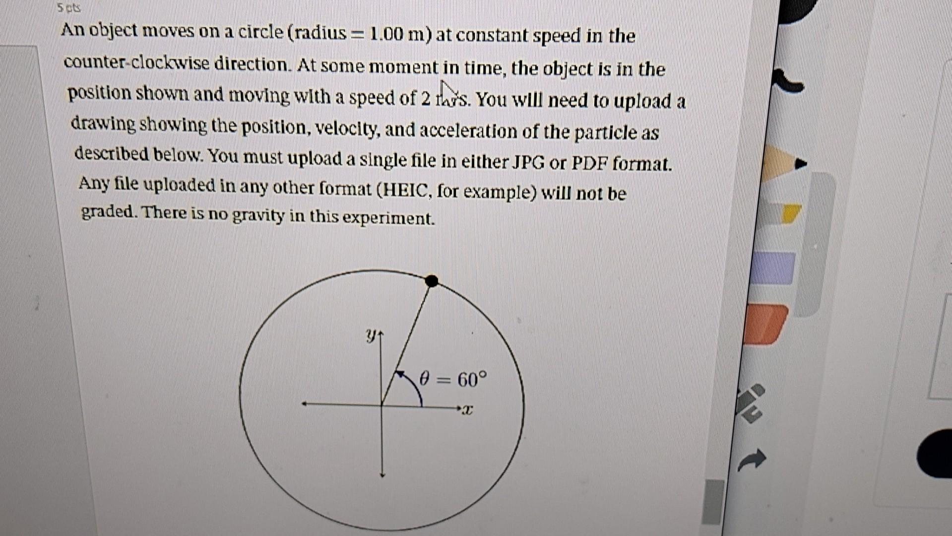 Solved An object moves on a circle (radius =1.00 m ) at | Chegg.com