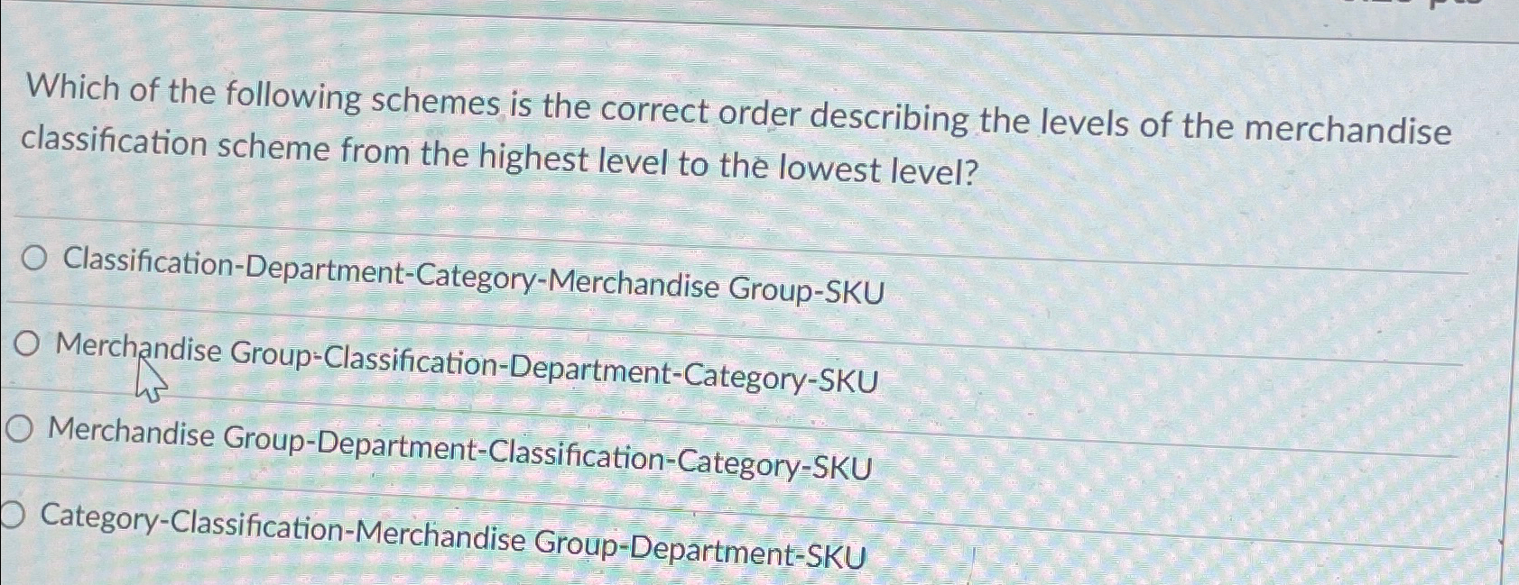 Solved Which of the following schemes is the correct order | Chegg.com