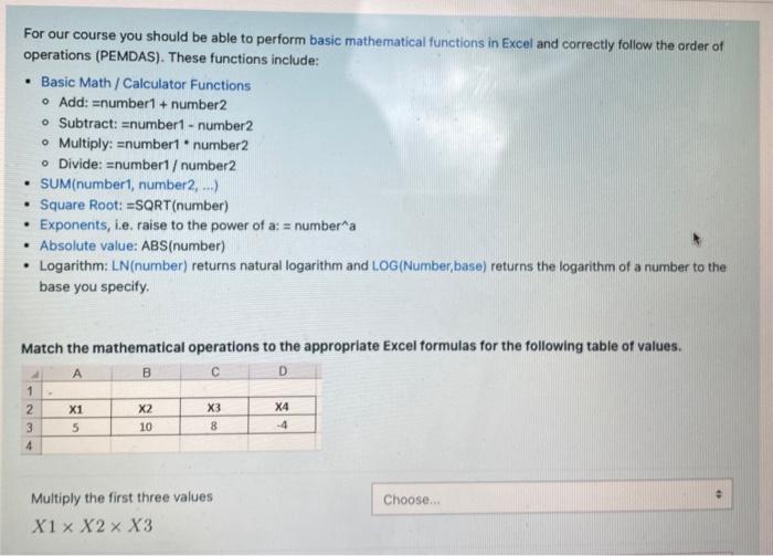 Solved For our course you should be able to perform basic | Chegg.com