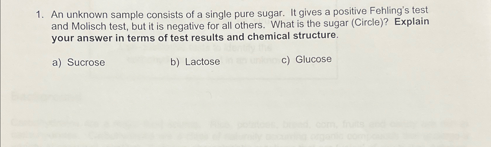 Solved An unknown sample consists of a single pure sugar. It | Chegg.com