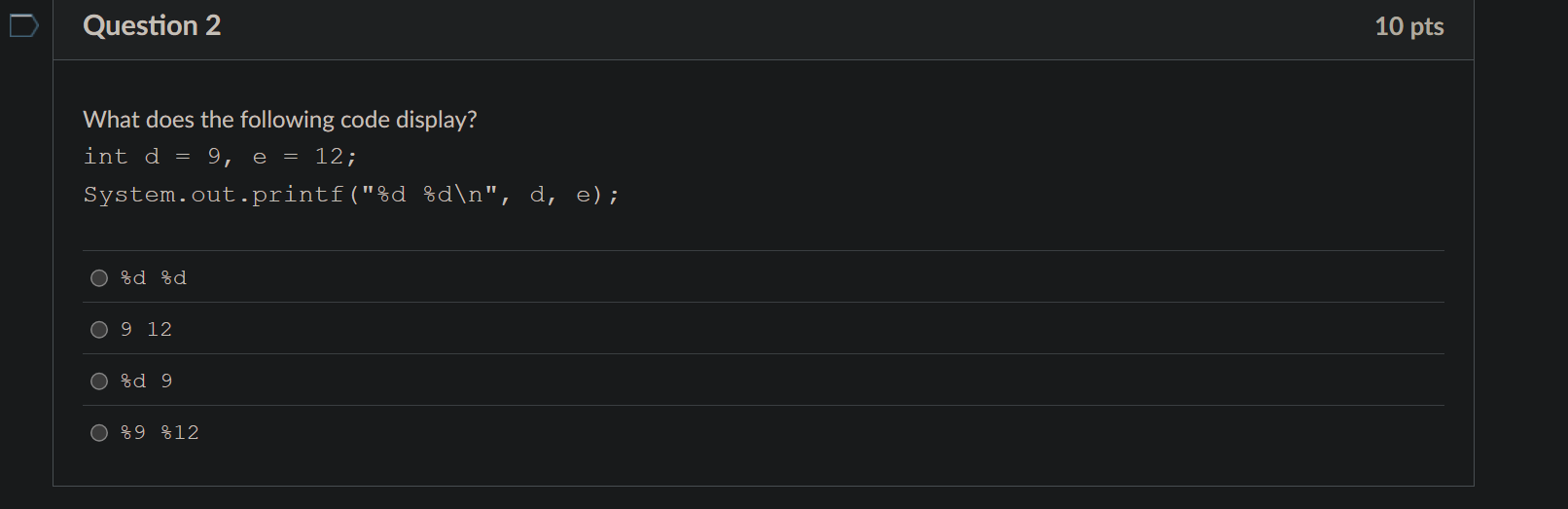 Solved Question 2What does the following code display?int | Chegg.com