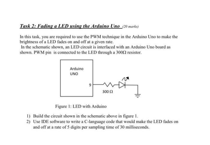 Solved Task 2: Fading a LED using the Arduino Uno (20 marks) | Chegg.com