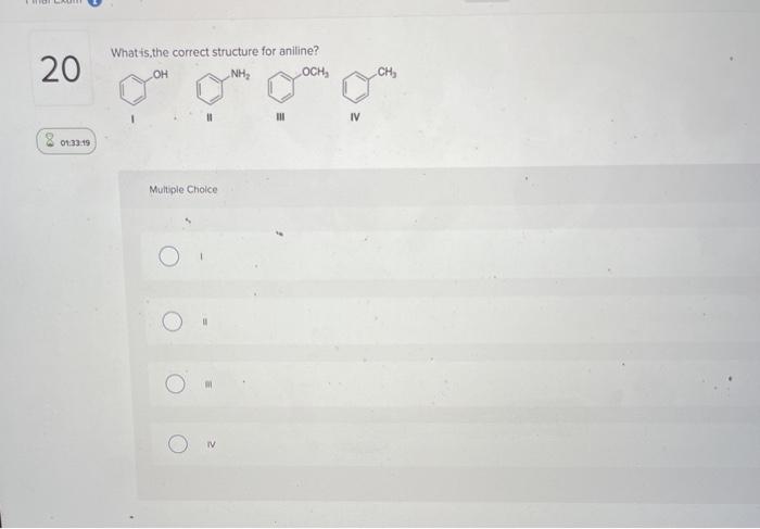 Solved 10 20 What is the correct structure for aniline? OH | Chegg.com
