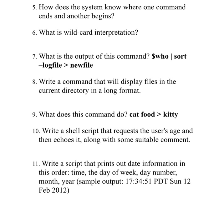 Solved 5. How does the system know where one command ends | Chegg.com