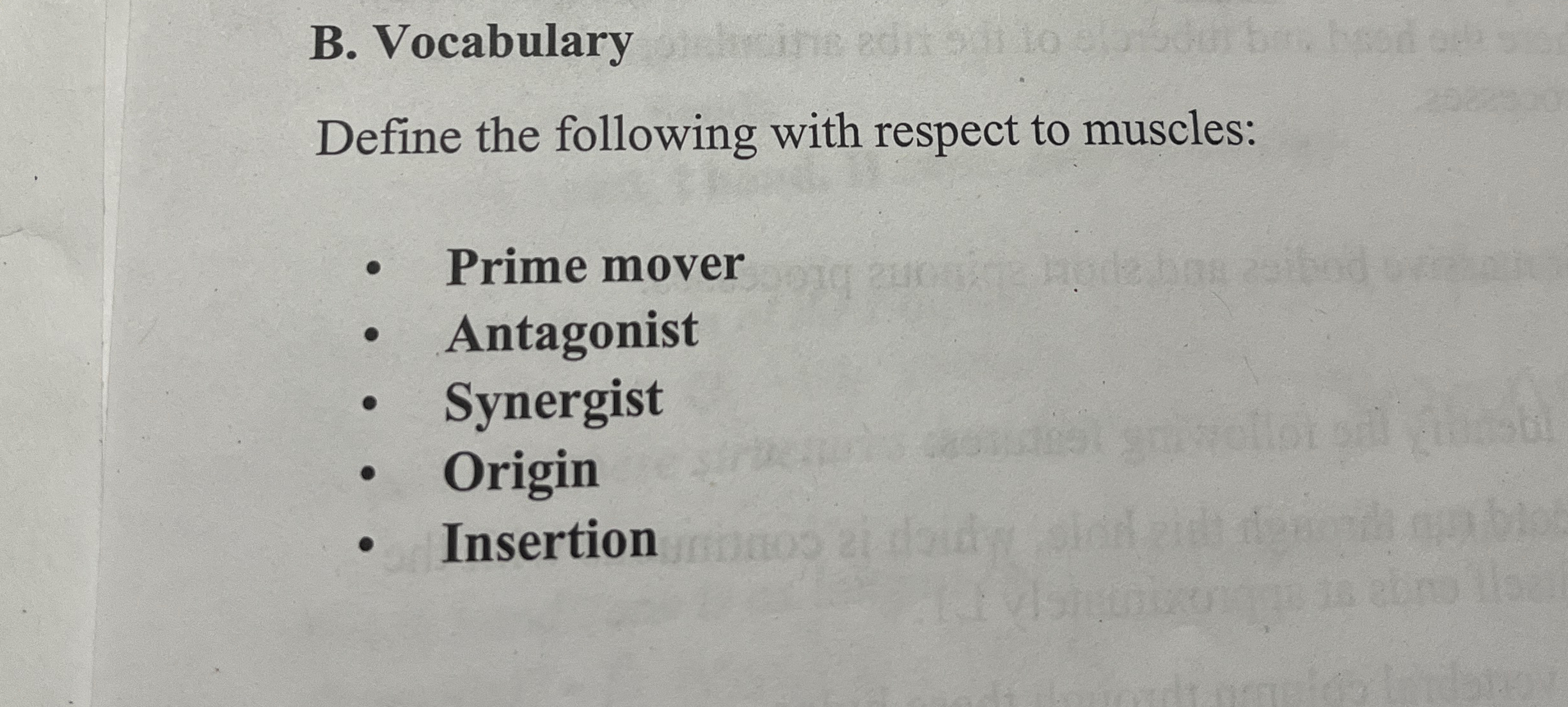 Solved B. ﻿VocabularyDefine the following with respect to | Chegg.com