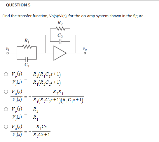 Solved QUESTION 5 ﻿Find the transfer function, | Chegg.com