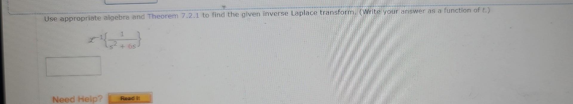 Solved L−1{s2+6s1} | Chegg.com