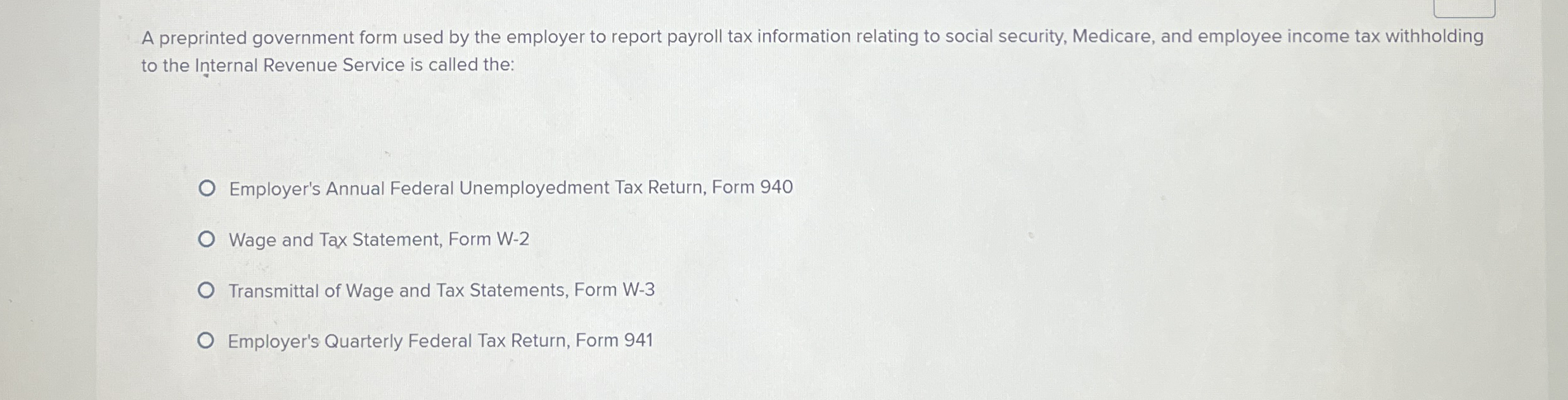 Solved A preprinted government form used by the employer to | Chegg.com