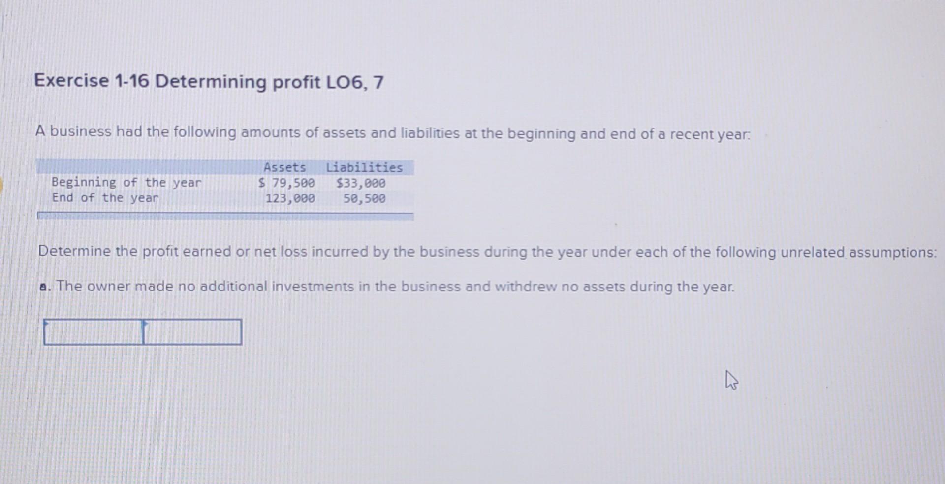 Solved Exercise 1-16 Determining profit LO6, 7 A business | Chegg.com