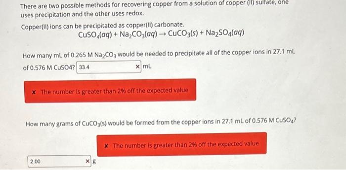 Solved There are two possible methods for recovering copper | Chegg.com