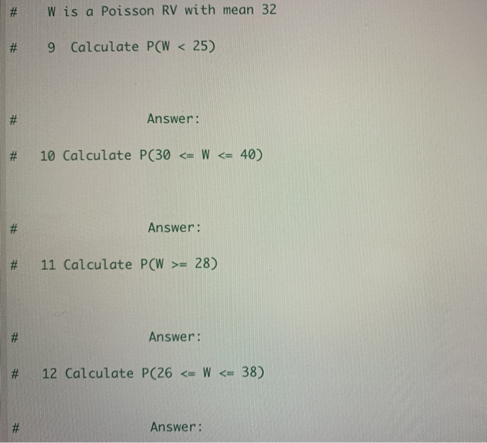 Solved Wis A Poisson Rv With Mean 32 9 Calculate Pcw 