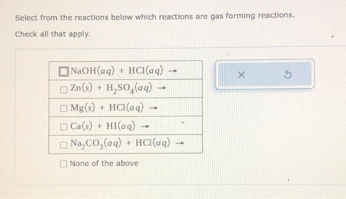 Solved Select from the reactions below which reactions are | Chegg.com