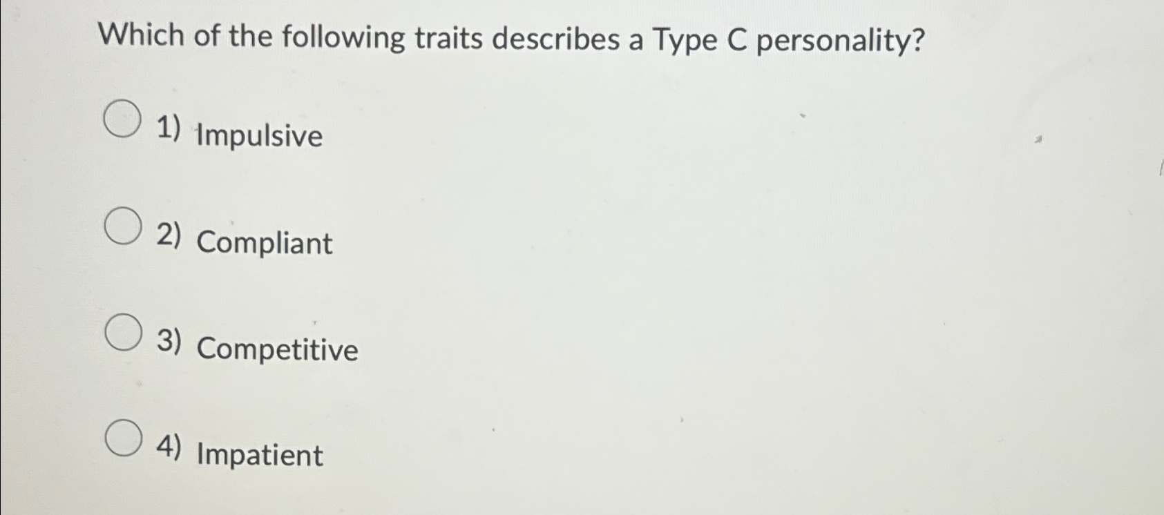 Solved Which of the following traits describes a Type C | Chegg.com