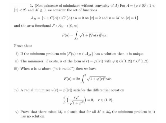 Solved 1. (Non-existence of minimizers without convexity of | Chegg.com