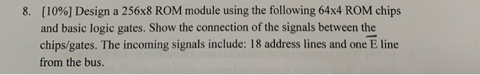 Solved 8. [10%] Design a 256x8 ROM module using the | Chegg.com