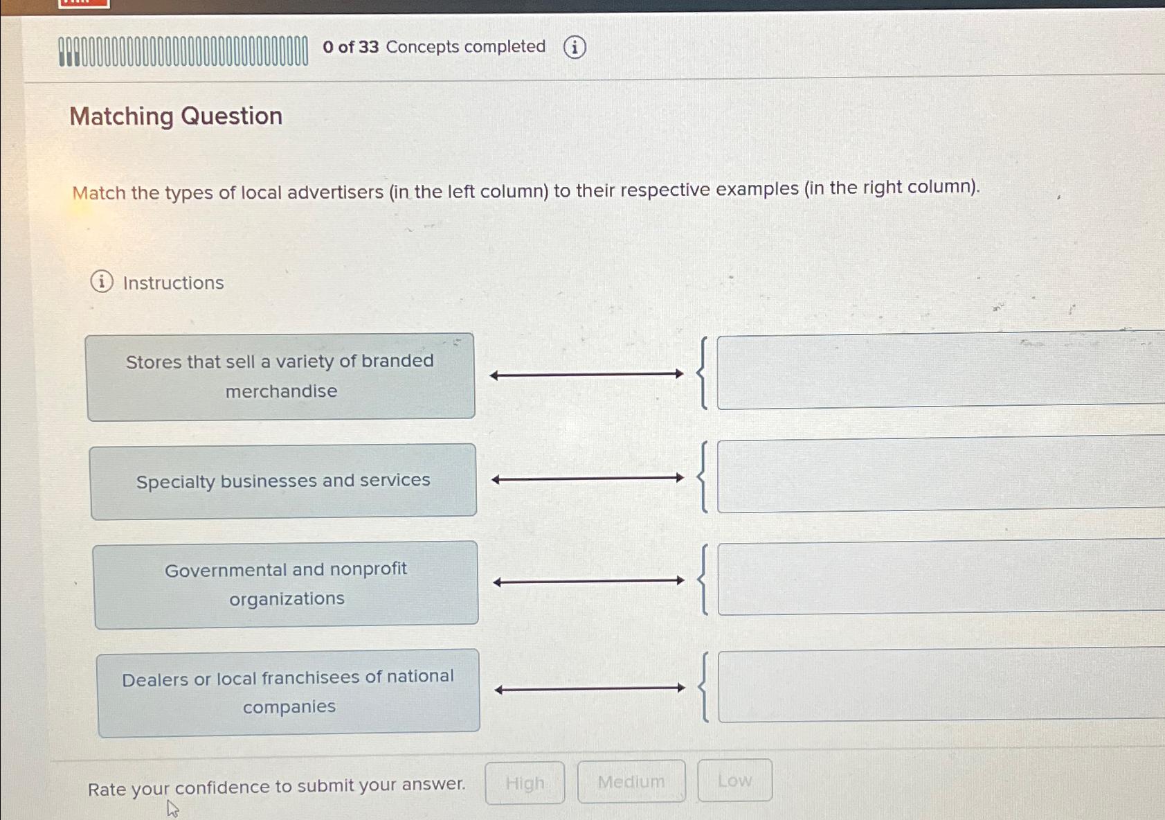 Solved Matching QuestionMatch the types of local advertisers | Chegg.com