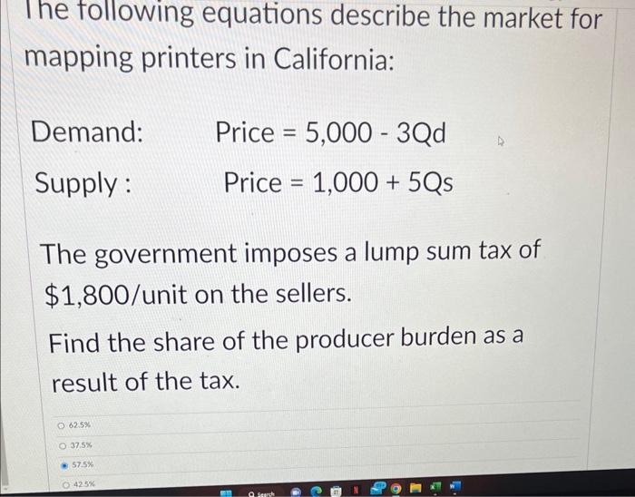 Solved The following equations describe the market for | Chegg.com