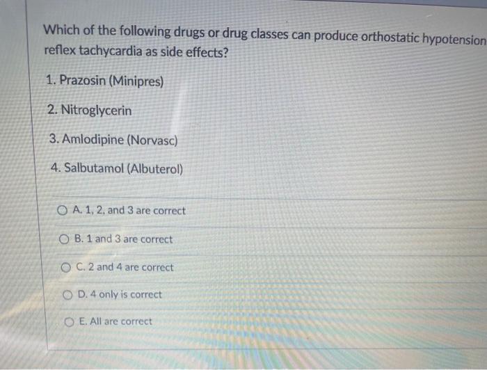 Solved Which of the following drugs or drug classes can | Chegg.com