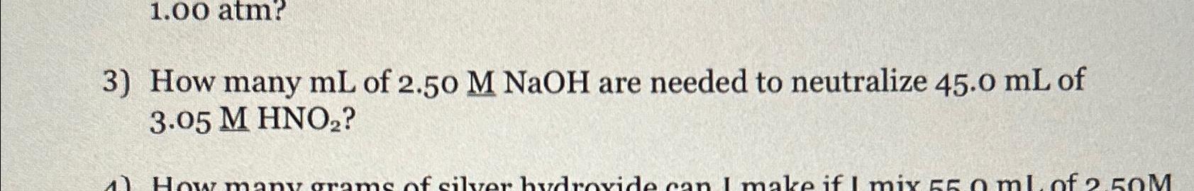 Solved How many mL ﻿of 2.50M ﻿NaOH are needed to neutralize | Chegg.com