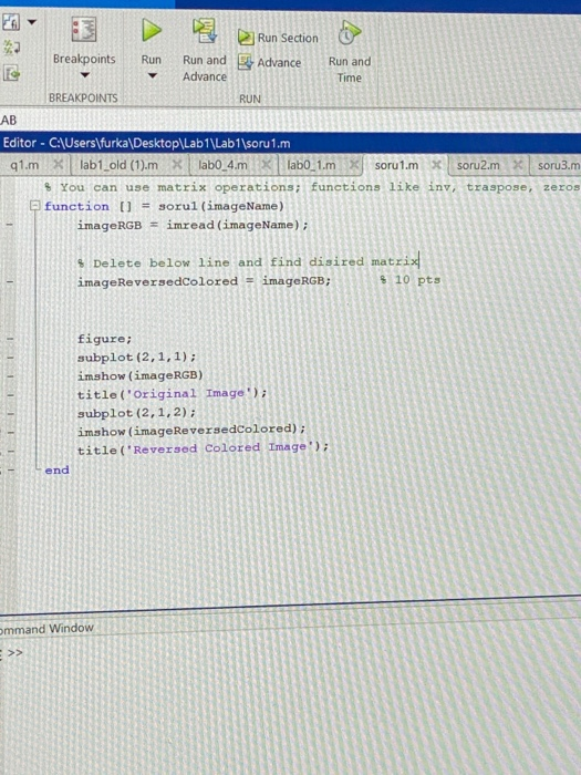 Solved MATLAB QUESTIONchangeing rgb images colours every | Chegg.com