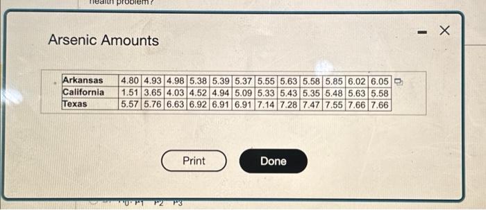 Solved The accompanying table gives amounts of arsenic in | Chegg.com