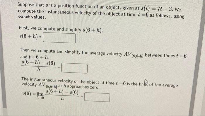 Solved Suppose that s is a position function of an object, | Chegg.com