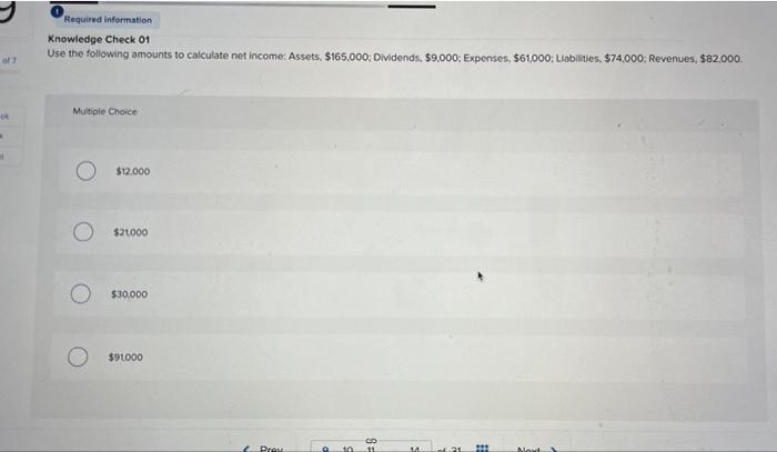 Solved Required information Knowledge Check 01 Use the | Chegg.com