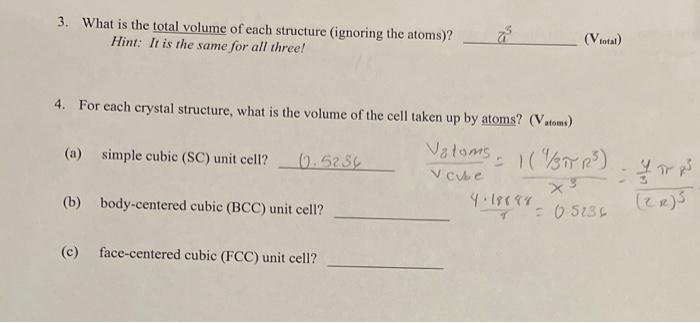 Solved 3. What is the total volume of each structure | Chegg.com